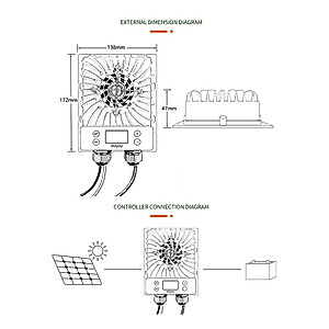 dsfen 600W Solar 10-30V Voltage Adjustable with LCD Display Maximum Power Point Tracking Photovoltaic Step-down Adapt to Various Batteries