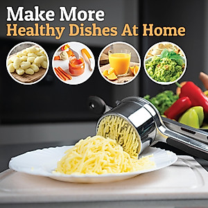 PriorityChef Large 15oz Potato Ricer, Heavy Duty Stainless Steel Potato Masher and Ricer Kitchen Tool, Press and Mash Kitchen Gadget For Perfect Mashed Potatoes - Everytime