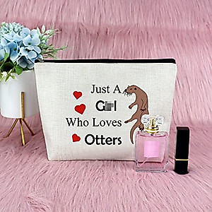 Otter Lover Gift for Women Makeup Bag Otter Gift for Teen Sea Otter Gift for Daughter Otter Themed Gift Otter Animal Lover Gift Cosmetic Bag Zookeeper Birthday Gift Christmas Gifts Zipper Travel Bag