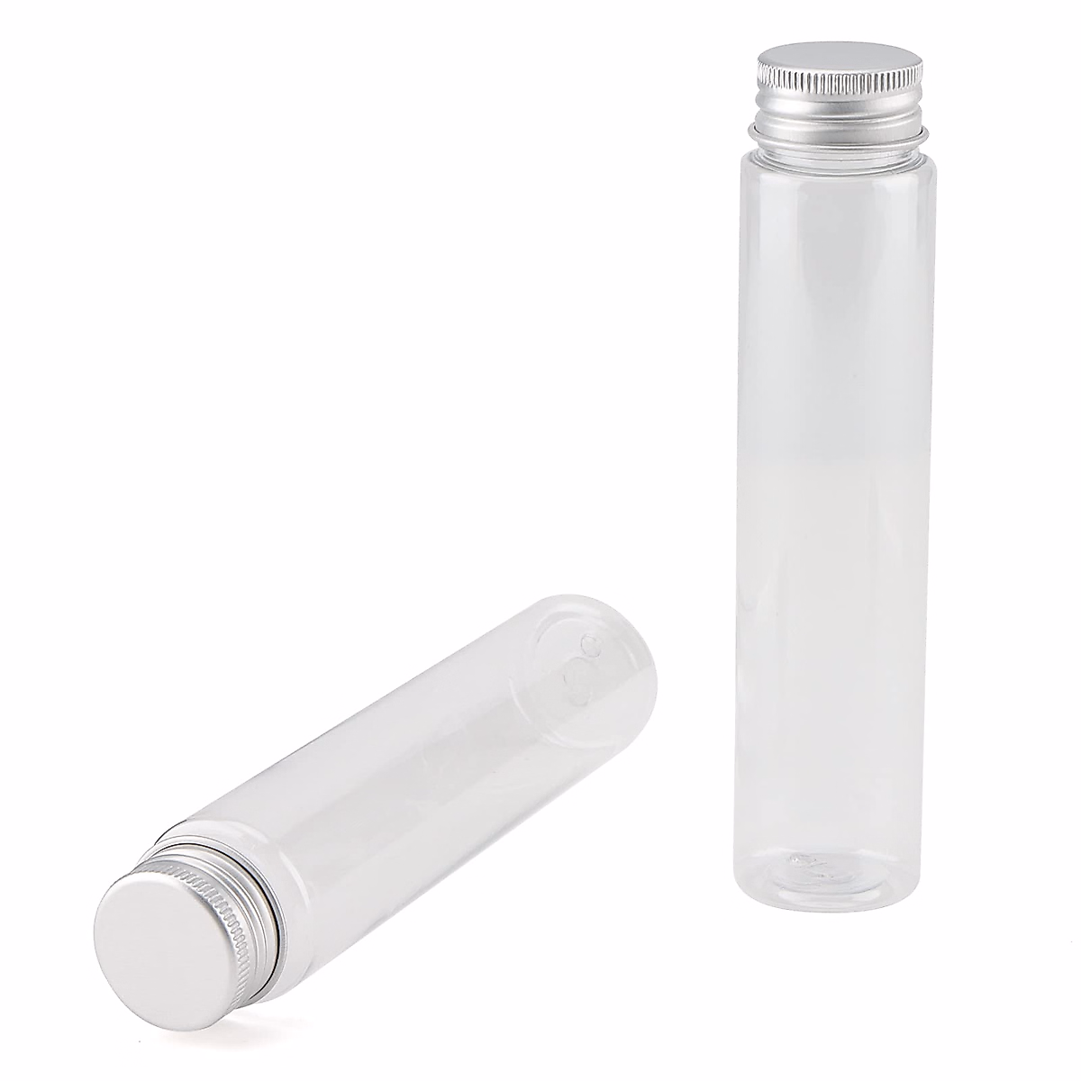 LEXININ 60 PCS 110ml Clear Plastic Test Tubes with Lid, Plastic Test Tubes with Screw Caps, Flat Bottomed Test Tubes