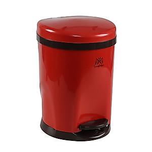 Hommp 1.8 Gallon Round Bathroom Step Trash Can with Removable Inner Bucket, Small Round Garbage Container Bin, Red