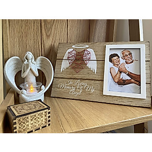 OakiWay Memorial Gifts – Angel Figurines Tealight Candle Holder, Sympathy Gifts for Loss of Loved One, W/Flickering Led Candle, Bereavement, Grief, Funeral, Remembrance, Memory Home Decorations