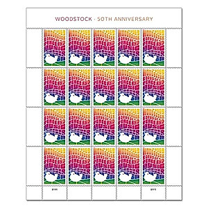 Woodstock 50th Anniversary (Sheet of 20) Commemorating Music and Art Fair Festival Hippies First-Class Mail Forever Postage Stamps Scott #5409