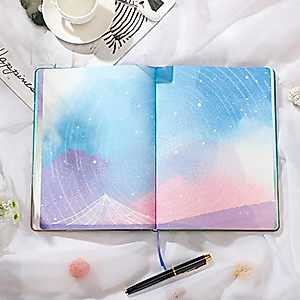 SIIXU Starry Sky Writing Journal for Women, Men, Unique Colorful Blank Notebook for Daily Notes, Gratitude, Dreams or Planning, 7.5” x 10.2", 160 Pages, 2 Bookmarks, Large, Hardcover, Unlined