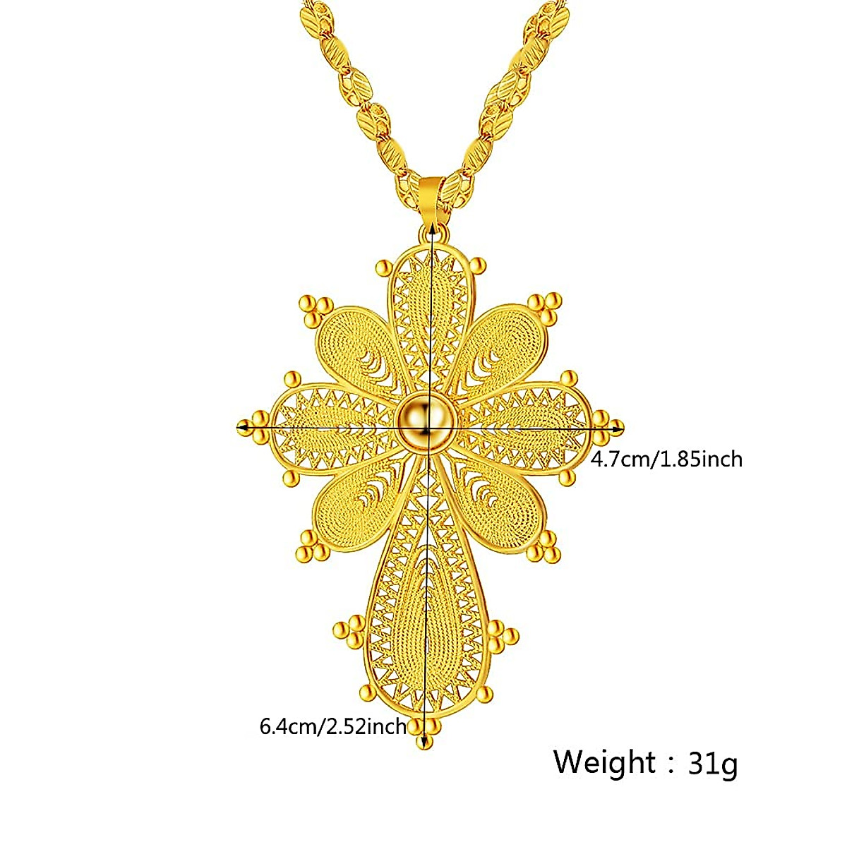 18K Gold Plated Ethiopian Cross Pendant with Ethiopian Eritrea Items