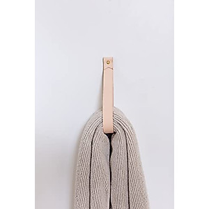 KEYAIIRA - Large Leather Wall Hook, minimal wall hanging strap towel hook rack wall leather loop strap for scarf hook storage hanger towel holder coat hooks decorative