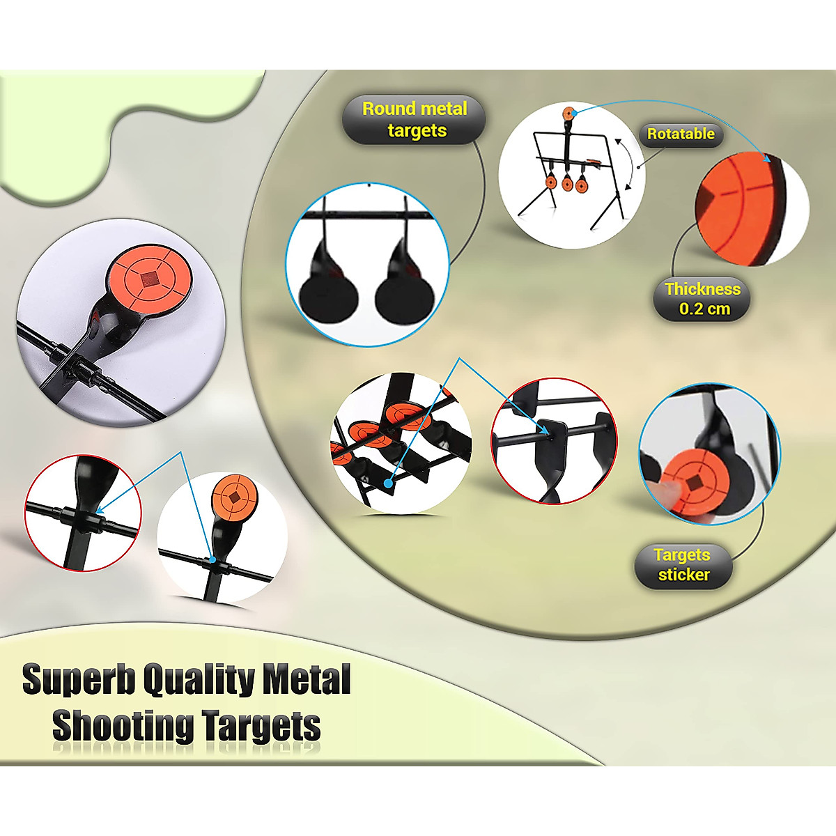 ARSUK Self Resetting Air Rifle Airgun Target for Precision Shooting Practice, Airsoft BB Guns Target Heavy-Duty Metal Frame to Withstand Repeated Shots, Suitable for calibers .177 & .22 Pellets