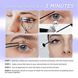 BEYELIAN Cluster Lashes D Curl 84 Pcs and Lash Bond and Remover Kit, Individual Lash Clusters Super Thin Band Lash Adhesive Super Strong Hold 48 Hours, Fast Removal Remover with No Residue