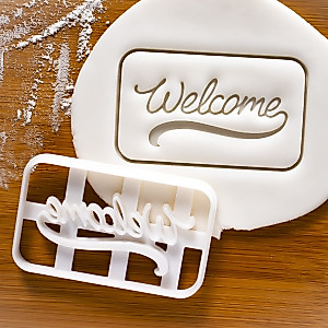 Set of 4 Housewarming cookie cutters (Home Sweet Home, House Door, House Key, and Welcome Mat), 4 pieces - Bakerlogy