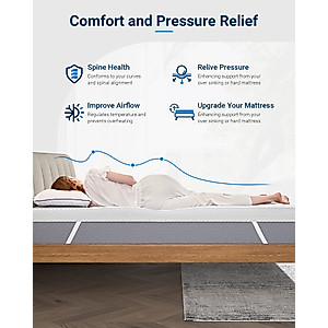 Avenco Twin Mattress Topper, 4 Inch Memory Foman Mattress Topper Cooling Gel Infused, Medium Firm Twin Size Topper with Washable Cover, CertiPUR-US Certified, White (T4FM05)