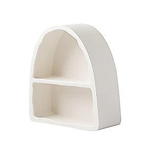 BOOMLATU 2 Tier White Floating Shelves for Wall,15.1" Arched Bathroom Shelves Wall Mounted for Living Room, Bedroom,Office
