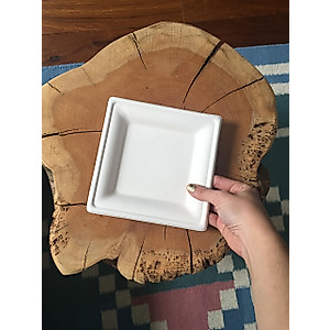 Susty Party 6-Inch Compostable Square Plates (50-Count), Sugarcane Heavy Duty Disposable Biodegradable Plate for Dessert, White