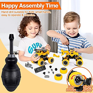 LUDILO 4PCS Take Apart Toys for 4 Year Old Boys Construction Toys with Electric Drill DIY Assembly Building Stem Toys Trucks Gifts for 3 4 5 6 7 8 Year Old Boys Girls Kids Learning Educational Toys