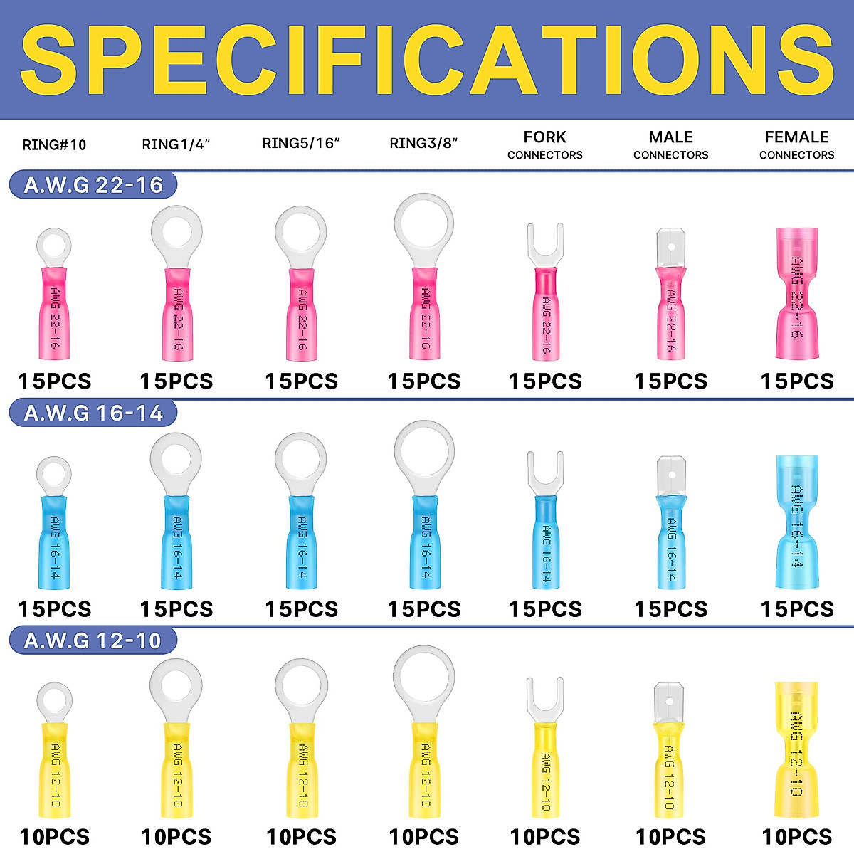 haisstronica Crimping Tool for Heat Shrink Connectors Set with 280PCS AWG 22-10 Marine Grade Heat Shrink Wire Connectors and Wire Stripper