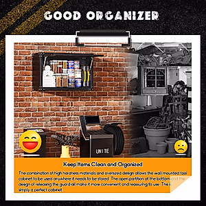 Greenvelly Metal Garage Storage Wall Mounted Cabinet with Flip Up Door, Black 20" H Hanging Steel Cabinets with Up-Flip Doors, Tool Wall Cabinets for Garage,Home Office, Kitchen (31” W x 13” D)