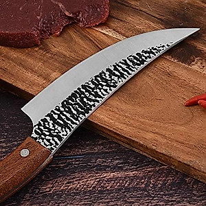 Serbian Butcher Knife Boning Knives Fillet Meat Cleaver Knives 6 Inch Full Tang Kitchen Chef Knife for Home, Camping, BBQ