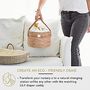 BEBE BASK Baby Diaper Caddy Organizer - Handmade Organic Seagrass - Luxury Pink Diaper Caddy Basket - Cute Diaper Caddy for Baby Girl - Diaper Caddy For Baby Girl (Blush)