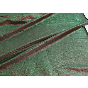 Two Tone Iridescent Fabric Metallic Thread Color Changing for Sewing Costume Gown (Green Red Blending) 50 Inches Wide, 4 Yards
