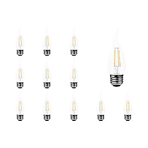 LEDVANCE Sylvania Reduced Eye Strain B10 LED Light Bulb, 40W = 4W, 13 Year, Medium Base, Dimmable, Clear, 2700K, Soft White - 12 Pack (41227)