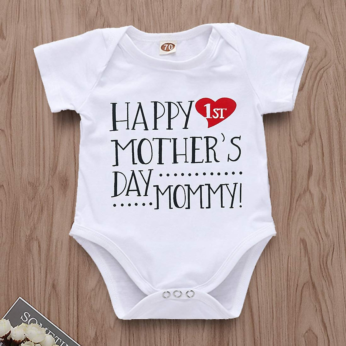 XFGLCK Newborn Infant Baby Boys Girls Mother's Day Outfit Short Sleeve Romper Bodysuit Onesie (Happy 1st mother's day mommy, 3-6 Months)