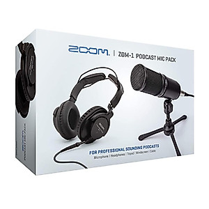 Zoom ZDM-1 Podcast Microphone Pack with Headphones and Mic Cables Bundle with Boom Arm Microphone Stand (2 Items)