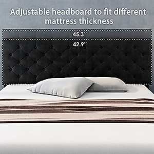 HOSTACK King Size Bed Frame, Modern Upholstered Platform Bed with Adjustable Headboard, Heavy Duty Button Tufted Bed Frame with Wood Slat Support, Easy Assembly, No Box Spring Needed (Black, King)