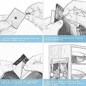 Yocice Wall Mounted Shoes Rack 2Pack/Can Store 6Pairs of Sneakers,with Sticky Hanging Mounts, Shoes Holder Storage Organizer Shelf,Door Shoe Hangers (SM06-Gray-2)