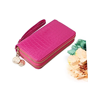 VALICLUD Small Wallet for Women Wallets for Women Mens Wallet Women Wallet Travel Essentials Women Purse Leather Wallets Crossbody Wallet Purse Long Purse Women's Clutch Strap Double Zipper