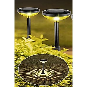 Feudarti Outdoor Solar Waterproof Landscape Path Light 2 Packs of LED Lighting Color Change For Garden Courtyard Lawn Backyard Driveway Sidewalk Patio Decoration Aisle Light Multi-Color And Warm White