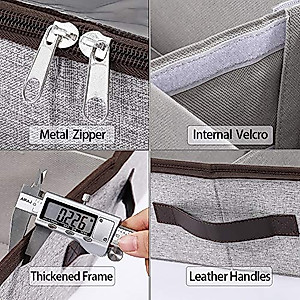 HOONEX Under Bed Shoe Storage Organizer with Adjustable Dividers, Shoe Holder with Leather Handles, 2 Pack, Store 24 Pairs, Grey