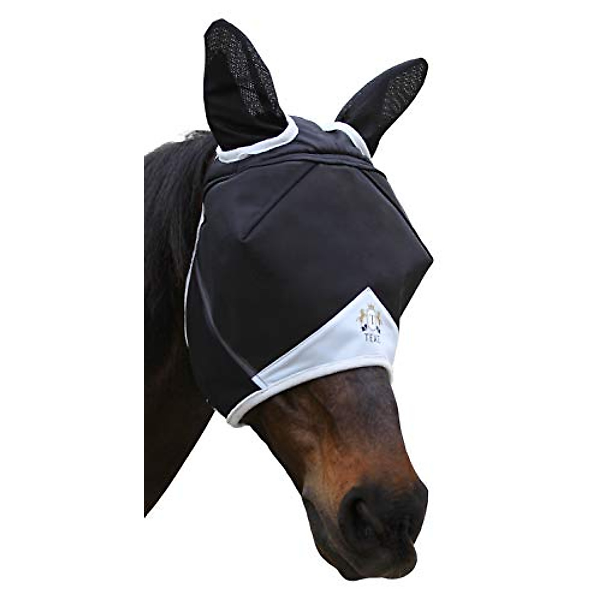 T TEKE Fine Mesh Horse Fly Mask UV Blocking, 3D Eye Visor with Extra Fleece Cushioned Forehead, Protection from Insect Pests