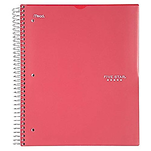 Five Star Spiral Notebook, 3 Subject, College Ruled Paper, 150 Sheets, 11" x 8-1/2, Customizable Cover, Color Selected For You, 1 Count (08232)