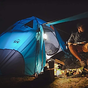 powkey 200Watt Portable Power Bank with AC Outlet and 10W Adjustable LED Bulb Light for Camping Power Supply for CPAP, 2 AC Ports, 4 USB Ports, 2 DC Ports