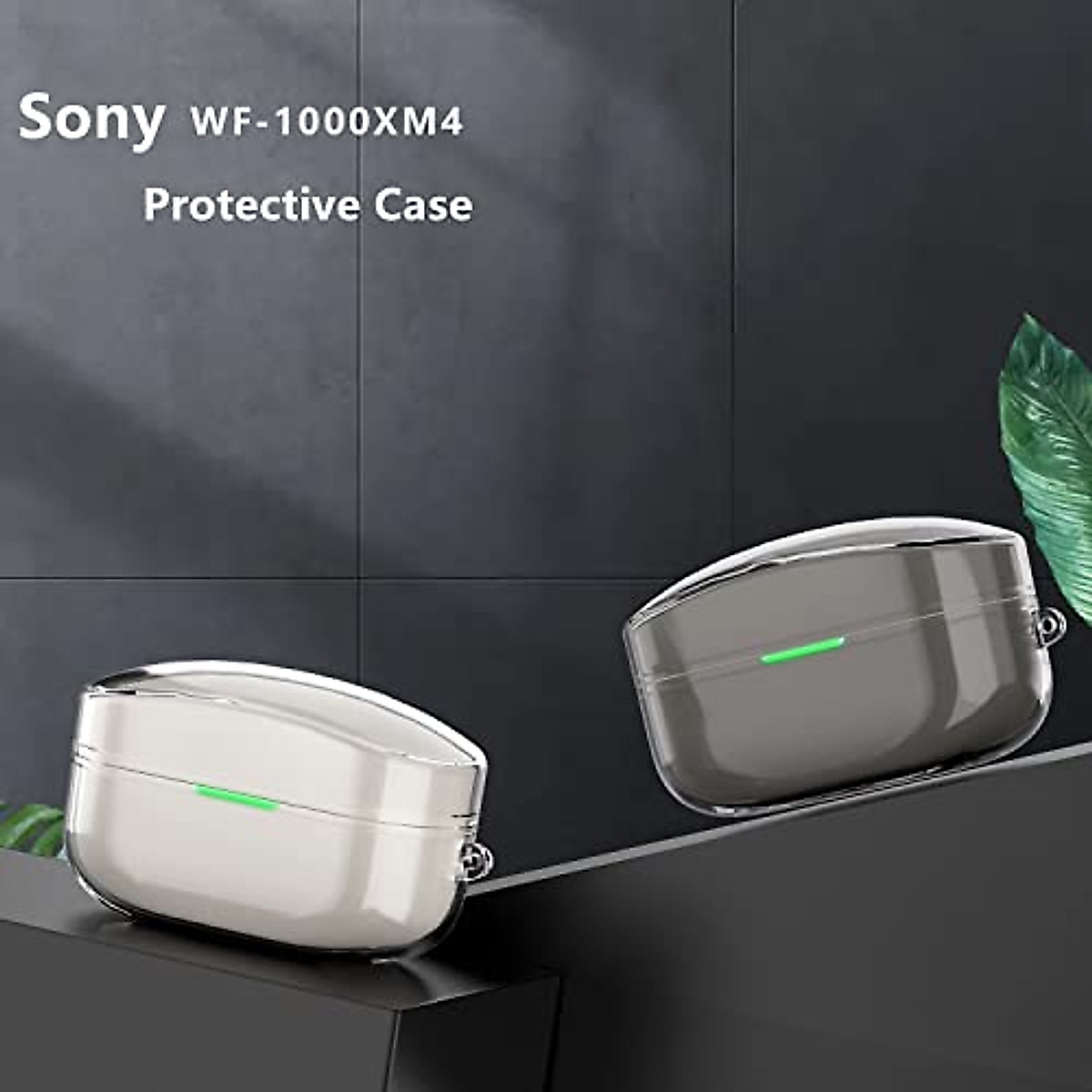 Cover Case for Sony WF-1000XM4 Earbud, Upgrade TPU Durable Sony WF-1000XM4 Case Wireless Earbuds Protective Cover with Keychain [2 Pack] (HD Transparent + Clear Black)