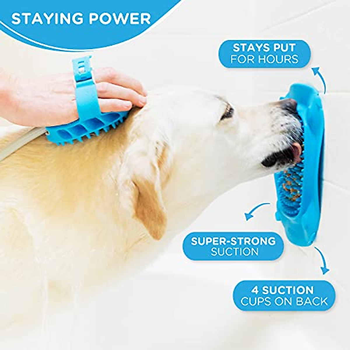 Aquapaw Premium XL Licking Mat for Dogs & Cats | Non-Slip Slow Feeding Mat for Food, Treats, Peanut Butter | Dog Anxiety Relief & Boredom Reducer with Suction Cups | Great for Bathing, Grooming - Blue