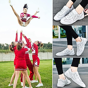 JITUUE White Women Cheer Shoes Walking Girls Tennis Soft Dance Cheerleading Sneakers(White,8