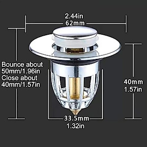 xttaiwysc Pop-up Drain Filter Bathroom Shower Sink Filter Plug Wash Basin Hair Sink Strainer Kitchen Bathtub Stopper