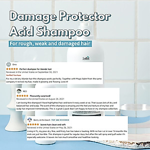LA'DOR Damage Protector Acid Shampoo (2x 5.07 fl.oz.) - 4.5 pH Acidic Formulation for Hair and Scalp pH Balance, Helps Neutralize Alkaline pH from Dyes and Bleaching LADOR