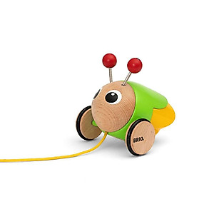 BRIO Infant Toddler 30255 - Pull Along Light Up Firefly - Wood Pull Along Toy with Light Up Function for for Kids Ages 1 and Up, Black