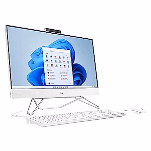 HP 24-CB100 2023 All-in-One Desktop 24 inch 10-Core 12th Intel Core i5-1235U Intel Iris Xe Graphics Graphics 64GB DDR4 4TB SSD WiFi 6E RJ45 LAN Windows 11 Pro White Wireless KB w/ONT 32GB USB