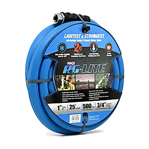 AG-LITE BSALONE25 1" x 25' Hot/Cold Water Rubber Garden Hose, 100% Rubber, Ultra-Light, Super Strong, 500 PSI, 50F to 190F Degrees, High Strength Polyester Braided, 2x Water Flow