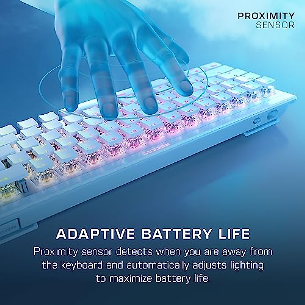 ROCCAT Vulcan II Mini Air 65% Optical Mechanical Gaming Keyboard, Full Wireless and Bluetooth Capabilities, Customizable RGB Illumination, Button Duplicator, On-Board Profiles, Aluminum Plate – White