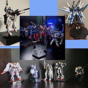 Bioristar HG RG Hobby Action Base Gundam Model Stand Hobby Display Stand Model Pieces Shelves Plastic Rack Organizer (1/144 Scale) (4 pack Black with 1 pack shelf)