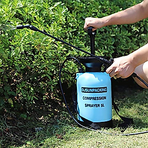 DJSUNPACKING Portable Pump Pressure Garden Sprayer with Pressure Relief Valve and Adjustable Shoulder Strap in Lawn, Yard, Weed(1.3 Gallon, Blue)