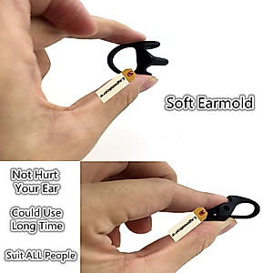 Lsgoodcare 20Pcs Replacement Earmold Earbud Left Ear Piece Compatible for Motorola Kenwood Midland Two Way Radio Acoustic Coil Tube Earpiece - Silicone Walkie Talkie Earmould Ear Buds Black Medium