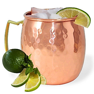 Hammered Copper Moscow Mule Mug Handmade of 100% Pure Copper, Brass Handle 16 Oz No Inner Lining Set of 12 pc