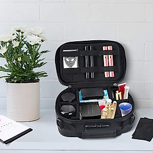 BOYISTARG Large Cosmetic Organization Bag with 8 Small Items, Portable Cosmatic Makeup Storage Case with Combination Lock For Home and Travel, Black