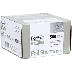 ForPro Professional Collection Expert Embossed Foil Sheets 500S, Aluminum Foil, Pop-Up Foil Dispenser, Hair Foils for Color Application and Highlighting Services, Food Safe, 5"W x 10.75"L, 500-Count