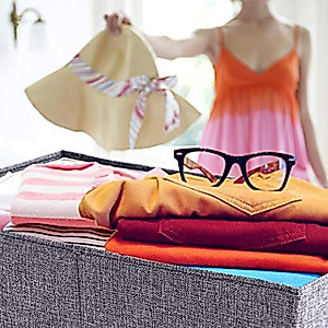 Large Storage Bins With Lids and Handles Stackable Storage Bins for Closet Foldable Fabric Linen Closet Organizers and Storage Baskets Storage Boxes Organization Containers for Shelf Bedroom 2-Pack