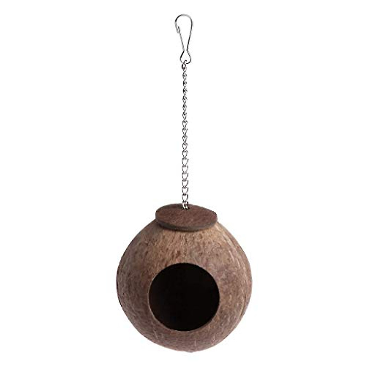 Bird Feeder Natural Coconut Shell Bird Nest with Hanging Lanyard, Birdhouse Hut Cage Feeder Toy for Pet Parrot